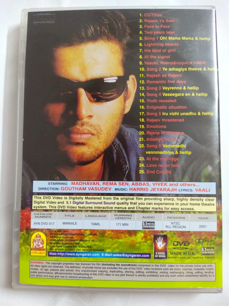 MINNALE ORIGINAL AYNGARAN DVD - BPR DVD WORLD